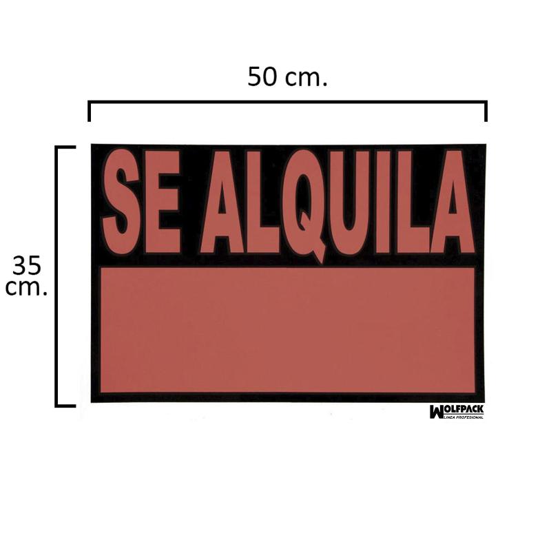 cartel se alquila 50x35 cm.