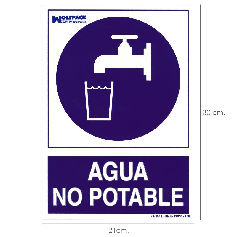 cartel agua no potable 30x21cm.